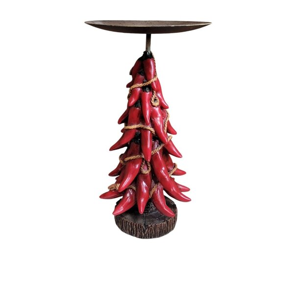 Holiday | Red Chili Pepper Christmas Tree Pillar Candle Holder ...